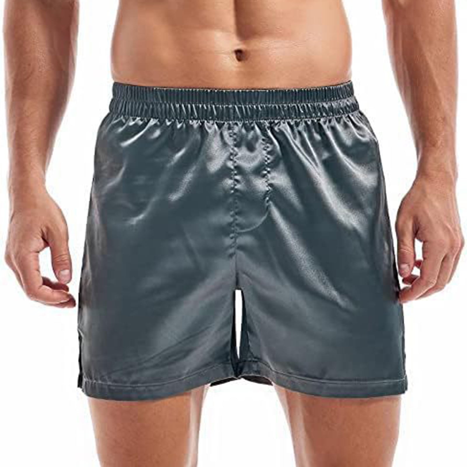 AHTJRT Men's Satin Boxer Shorts with Elastic Waist—Ideal for Lounge and ...