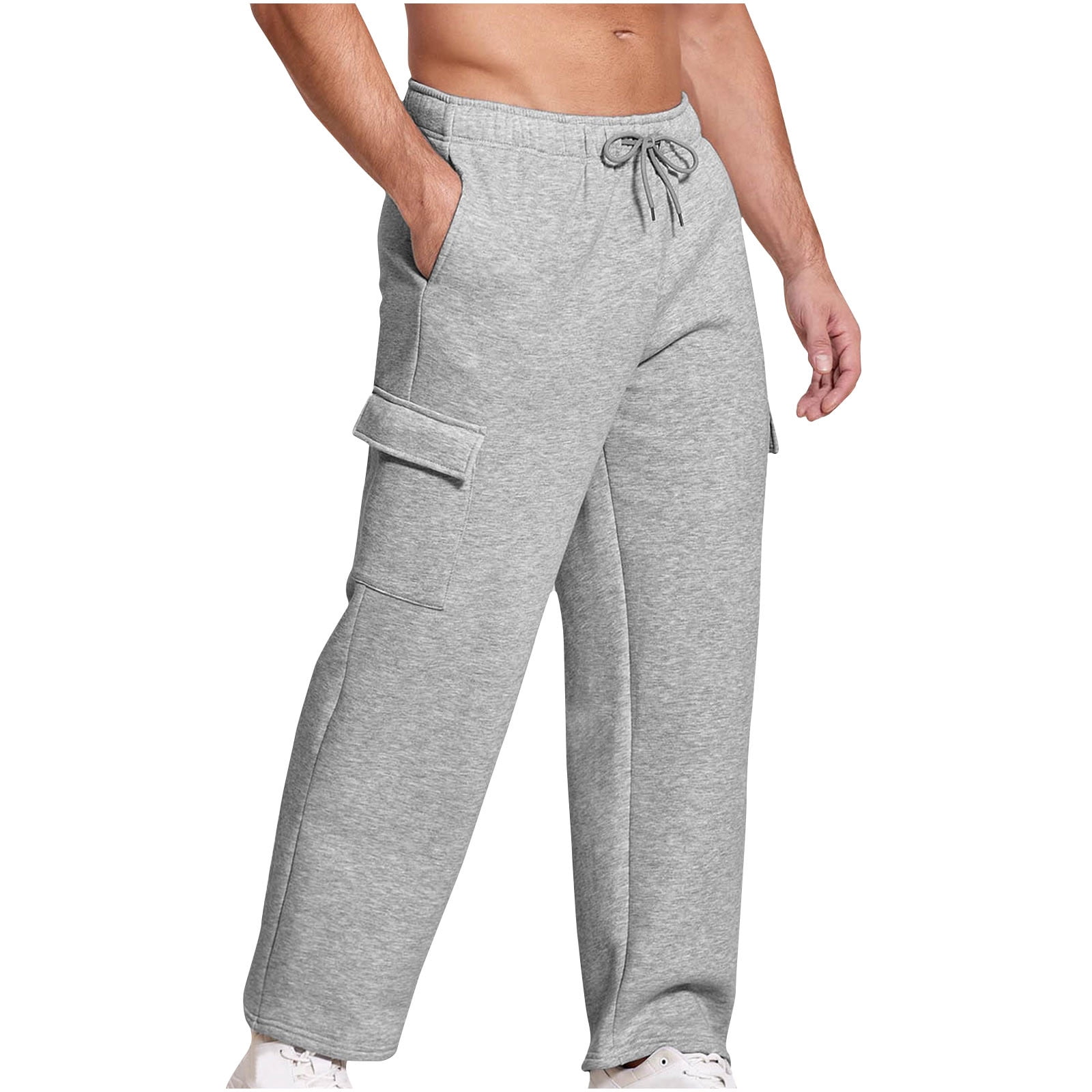 AHTJRT Mens Baggy Cotton Sweatpants Casual Loose Jogging Gym Workout Pants Wide Leg with Pockets ...