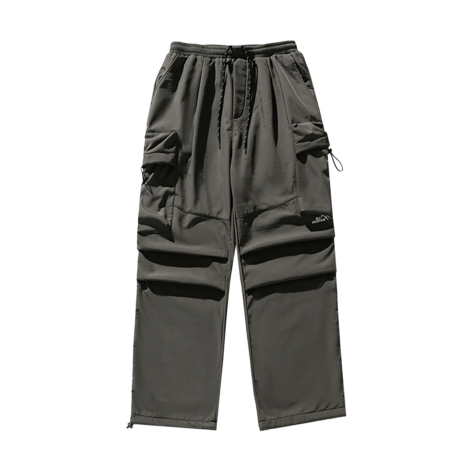 AHTJRT Mens Cargo Pants Elastic Waist Flap Pockets Hip Hop Baggy Harem ...