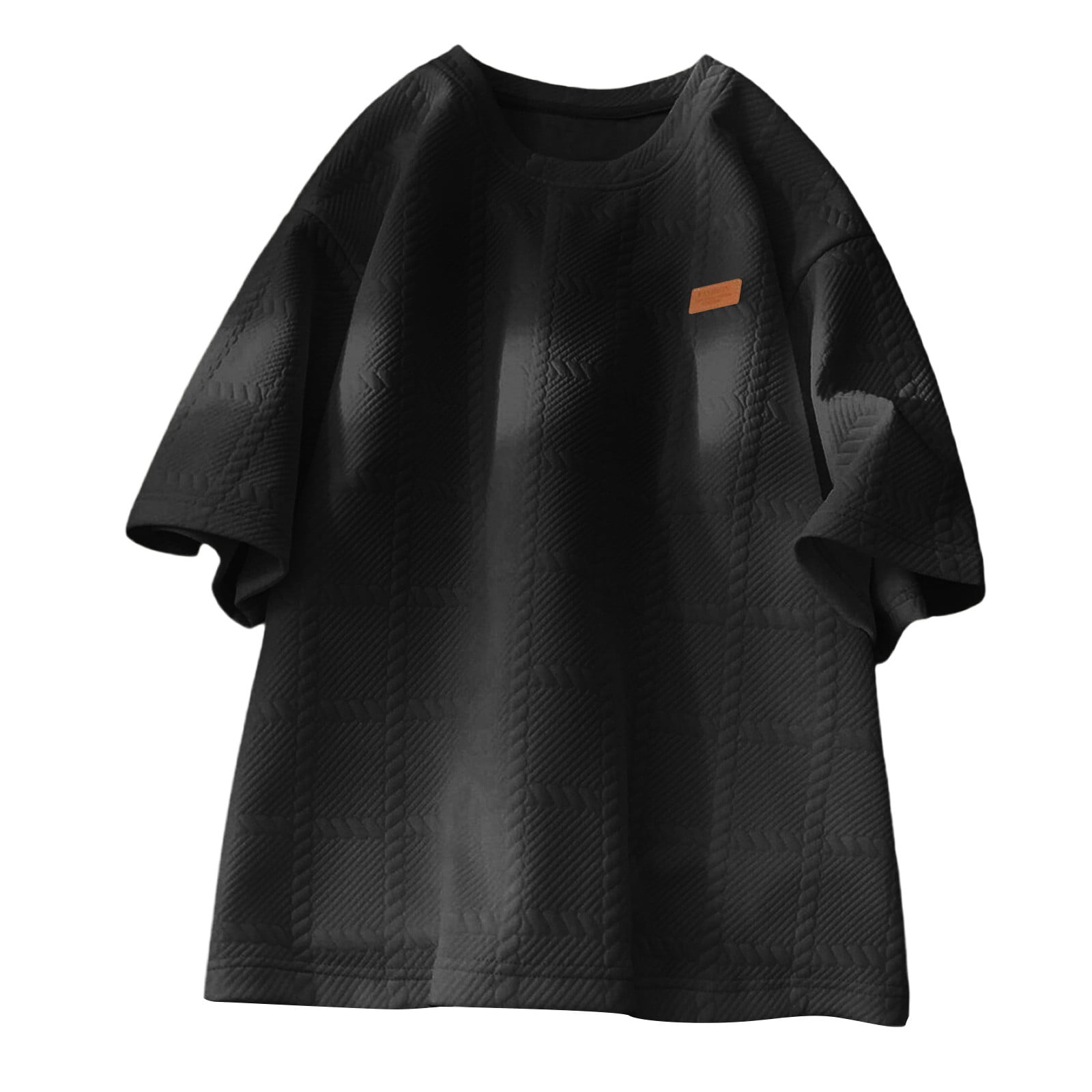 AHTJRT Mens Casual Short Sleeve Geometric Texture Pullover Crewneck ...