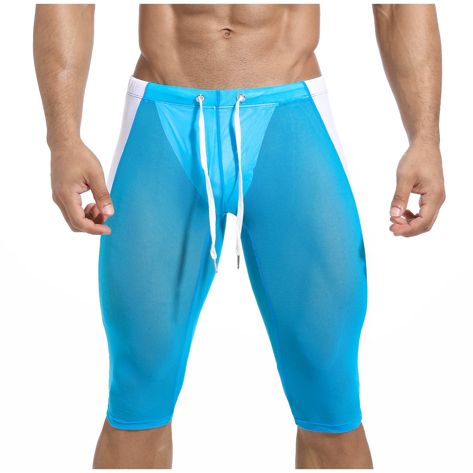 AHTJRT Mens Mesh Transparent Tight Cycling Shorts Running Fitness ...
