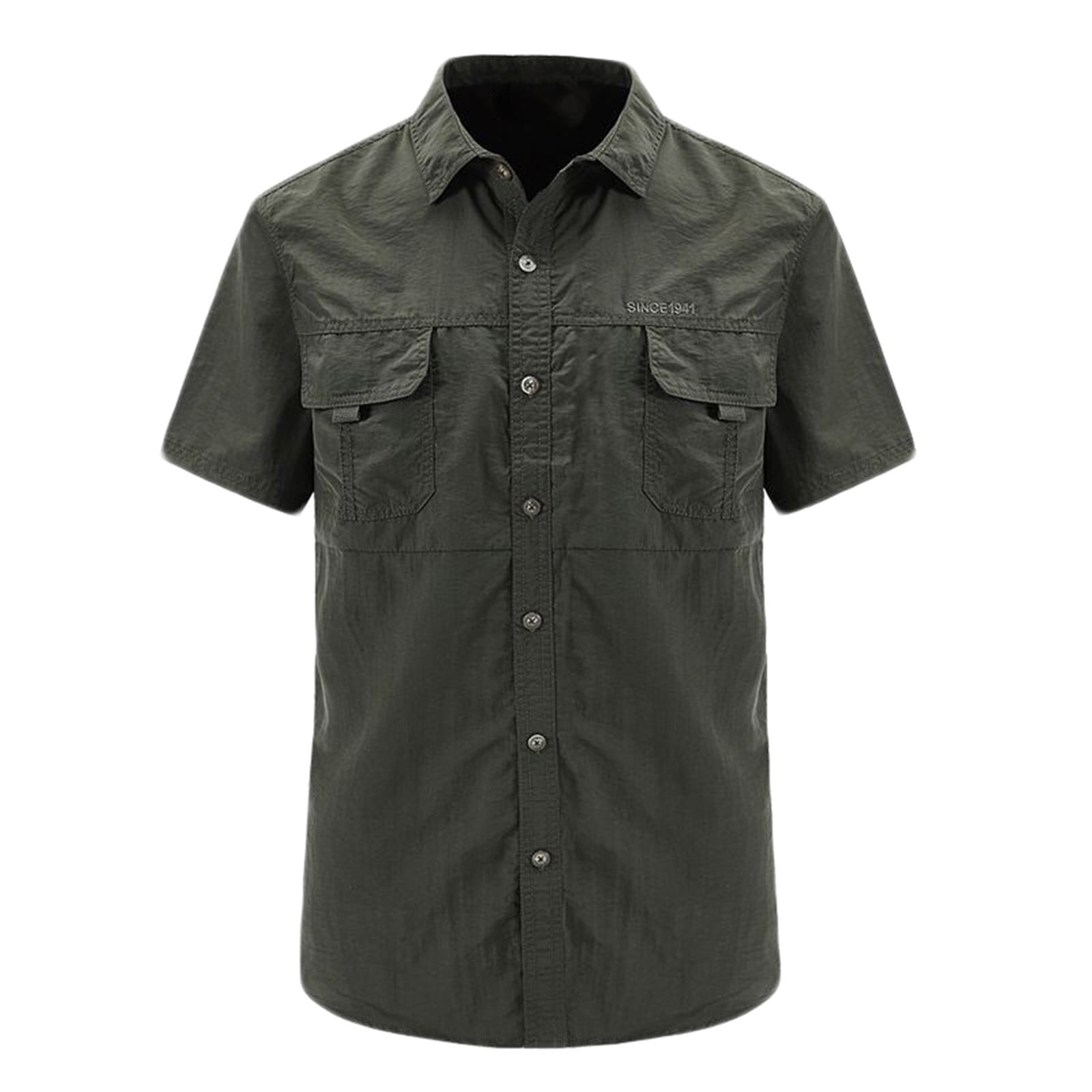 AHTJRT Mens Multi Pocket Cargo Tees Summer Outdoor Classic Short Sleeve ...