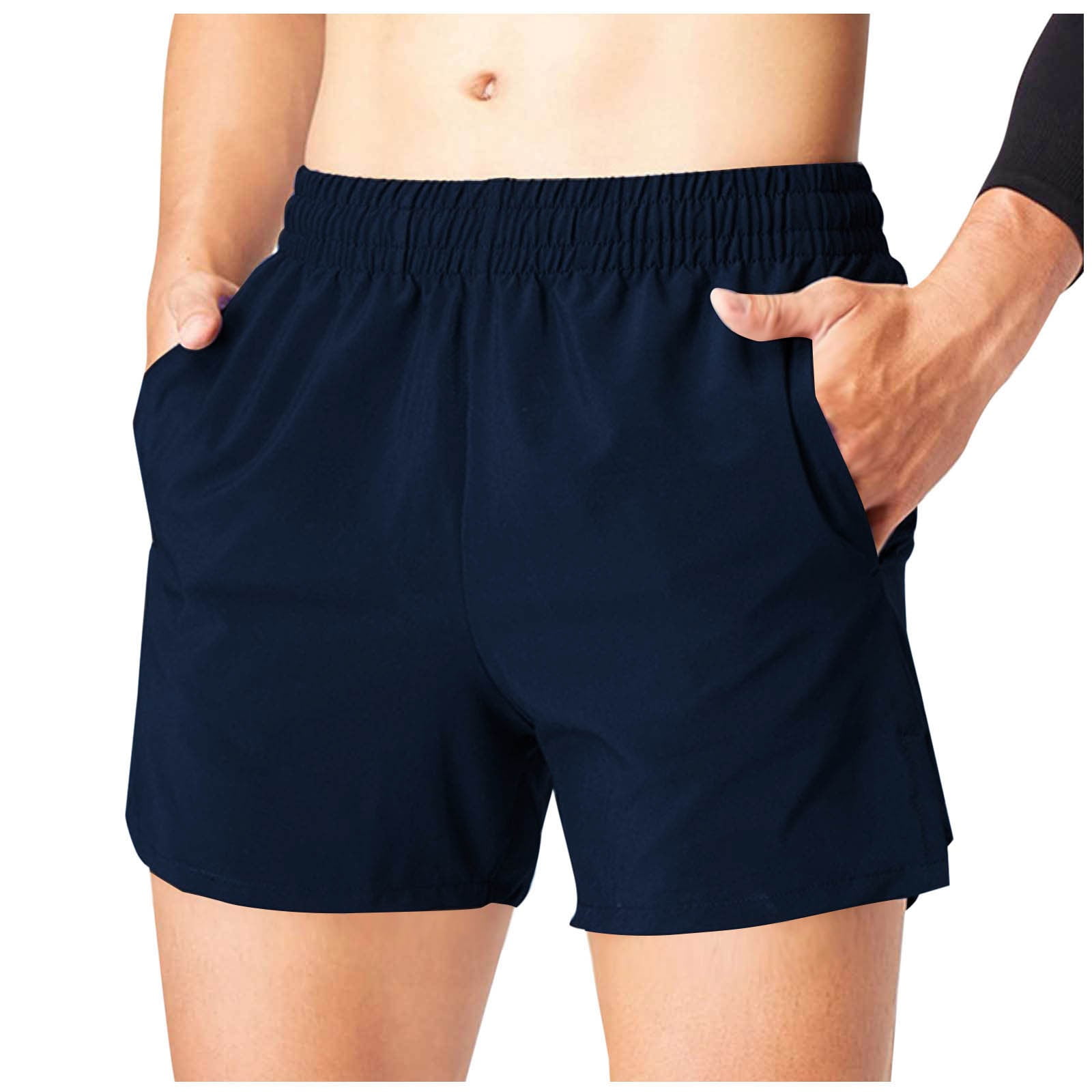 AHTJRT Mens Solid Color Drawstring Running Shorts with Pockets Casual ...