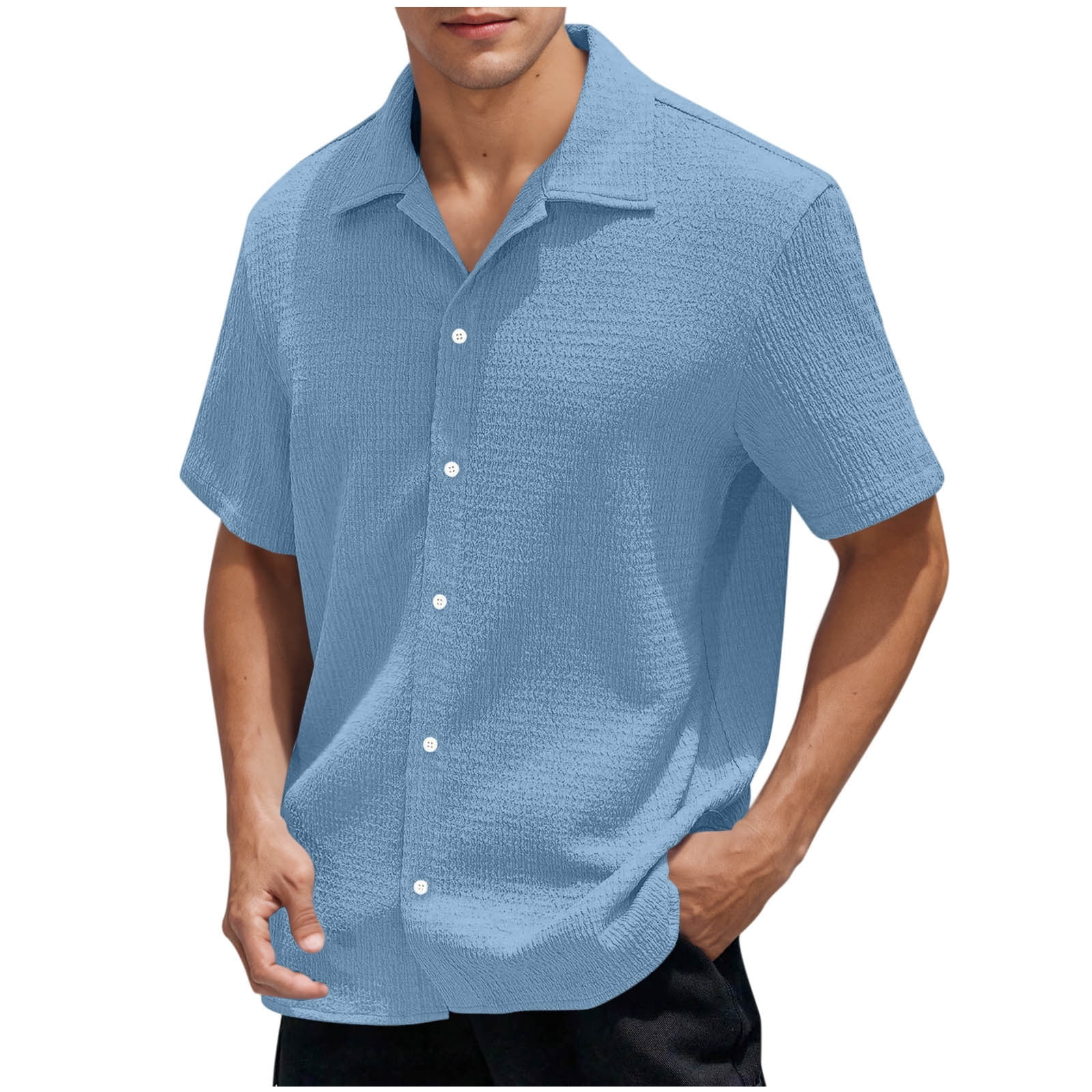 AHTJRT Mens Trendy Short Sleeve Button Down Summer Casual Vacation ...