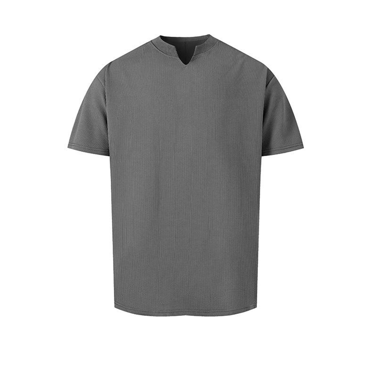 AHTJRT Mens V Neck Muscle Tees Ribbed Knit Workout Essential Tees Dark ...