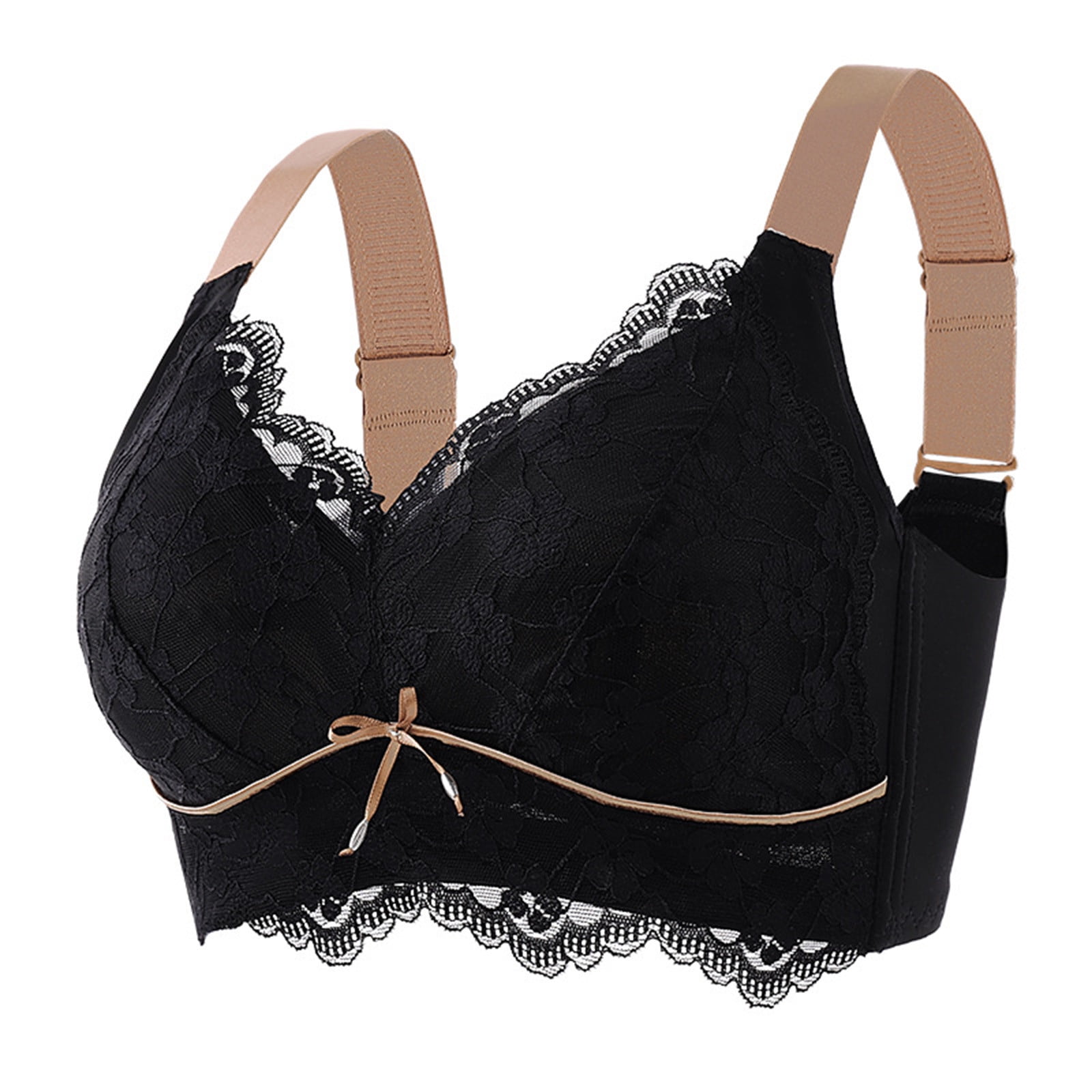 AHTJRT No Underwire Lace Bras for Women Sheer Sponge Cup Bralettes ...