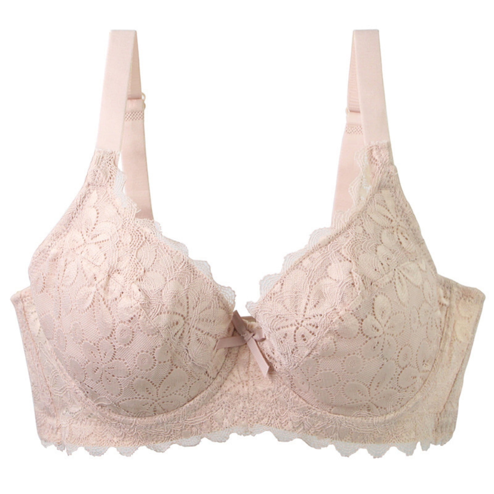 AHTJRT No Underwire Lace Bras for Women Sponge Cup Deep V Seamless Bra ...
