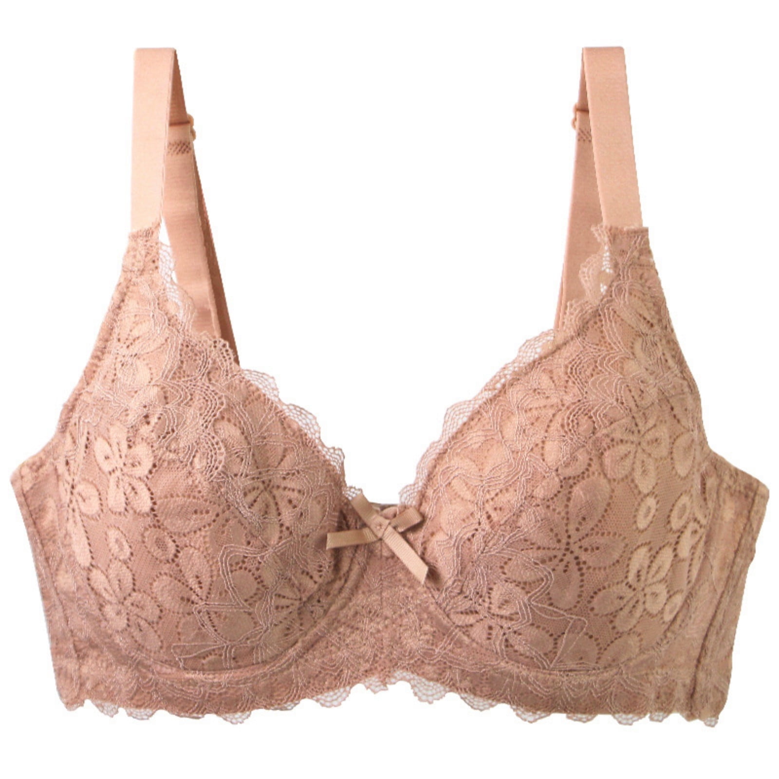 AHTJRT No Underwire Lace Bras for Women Sponge Cup Deep V Seamless Bra ...