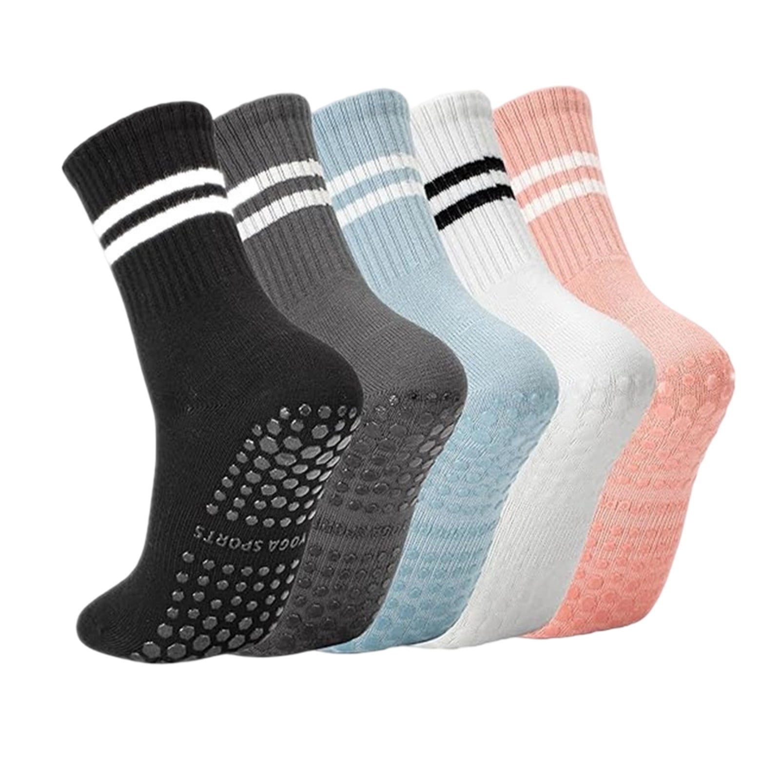 AHTJRT Pilates Grip Socks for Women Anti Slipper Grippy Yoga Socks ...