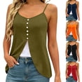 AHTJRT Plus Size Camisole for Women Spaghetti Straps V Neck Button Cami ...