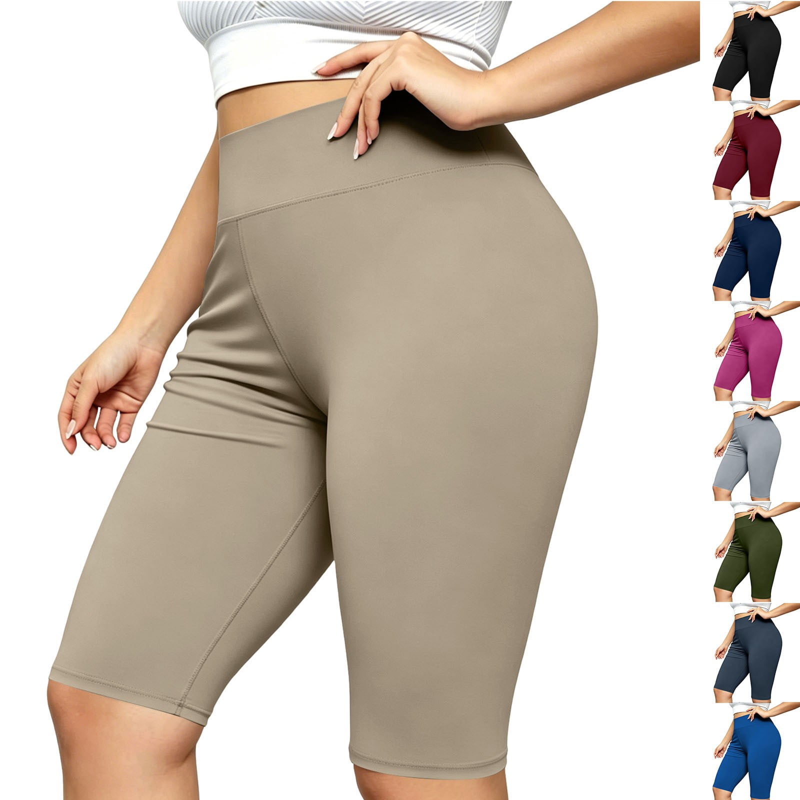 AHTJRT Plus Size Yoga Capris for Women Stretchy High Waisted Butt ...