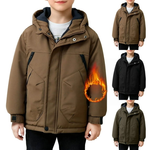 AHTJRT Puffer Jacket for Boys Girls Hooded Wind Resistant Waterproof ...