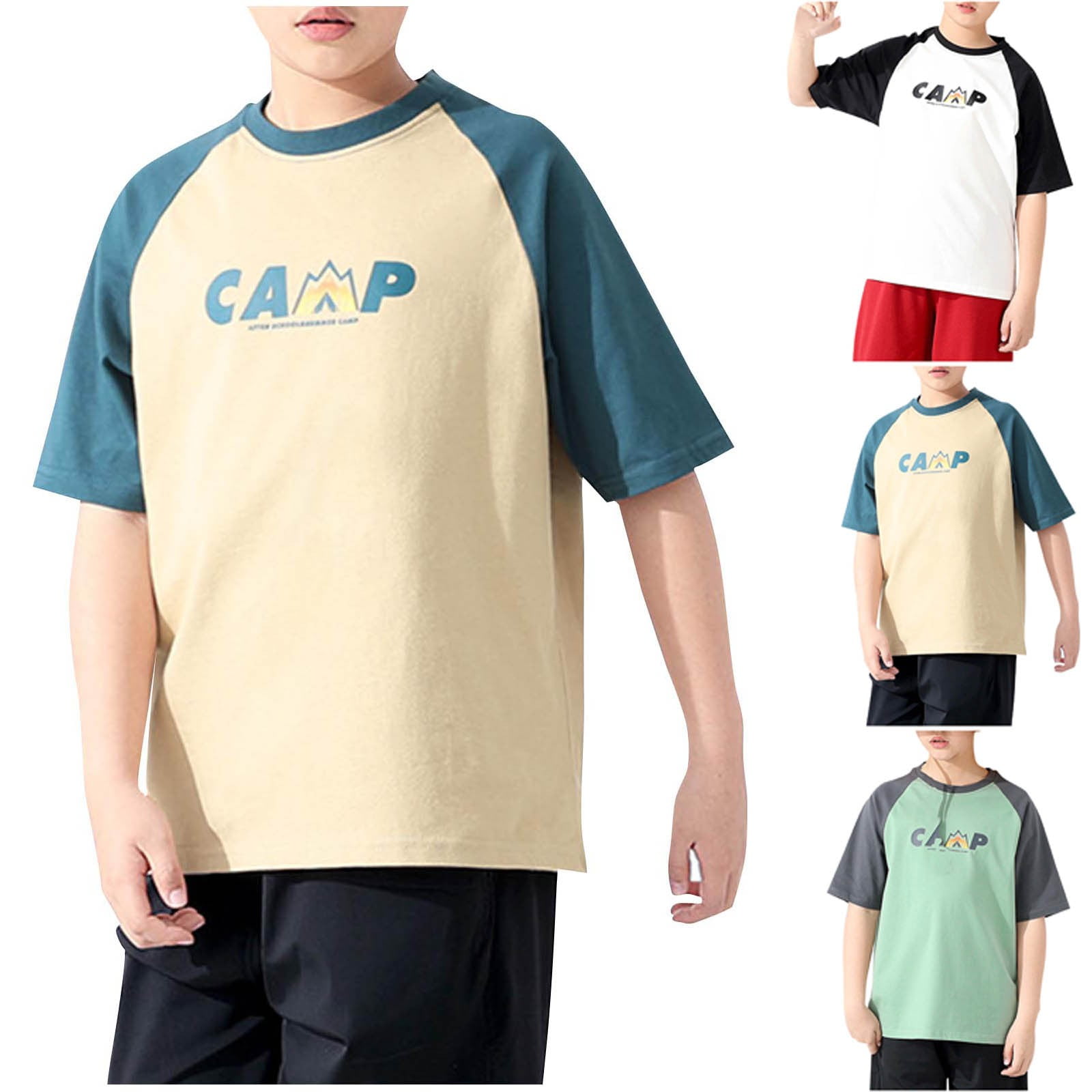 AHTJRT Raglan Shirts for Kids Boys Girls Crewneck Short Sleeve ...