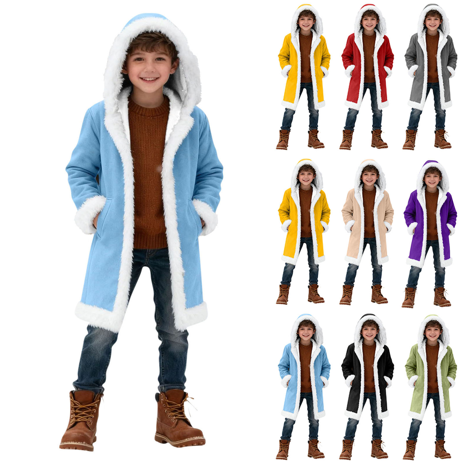 AHTJRT Sherpa Cardigans for Kids Boys Girls Fall Winter Thermal Fuzzy ...