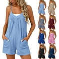 AHTJRT Short Jumpsuits for Women Baggy Loose Fit V Neck Wide Leg Boho ...