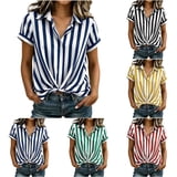 AHTJRT Striped Button Down Shirts for Women Comfy Casual Work Dress ...