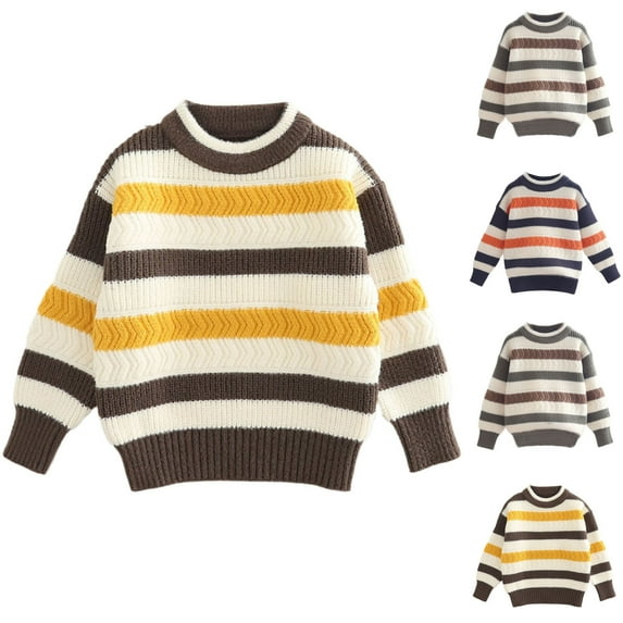 AHTJRT Striped Sweaters for Girls Boys Kids Stretchable Long Sleeve ...