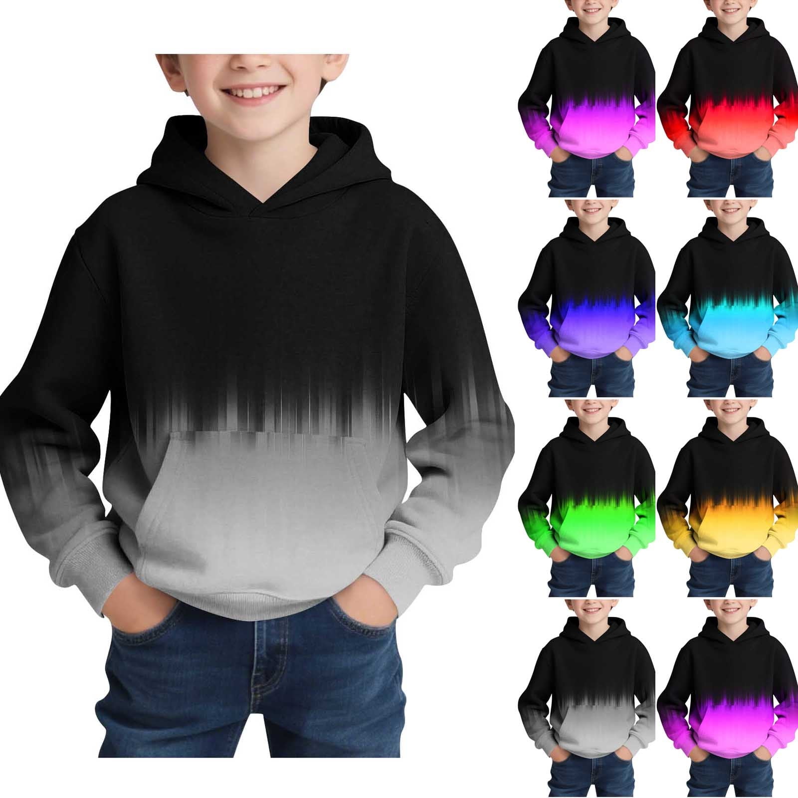 AHTJRT Sweatshirts for Boys Girls Fashion Gradient Color Hoodie ...
