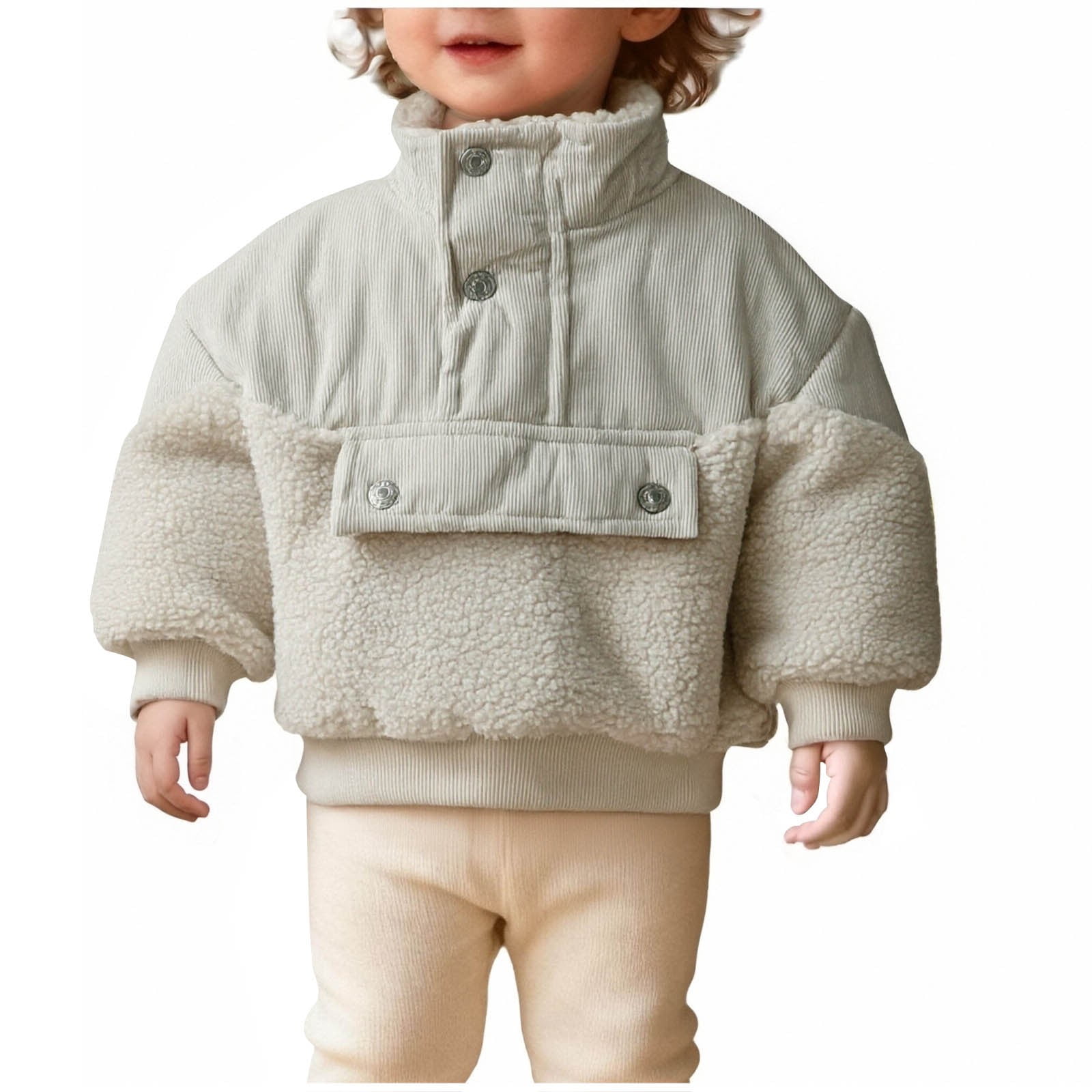 AHTJRT Sweatshirts for Girls Boys Mock Neck Half Button Tops with Flap ...