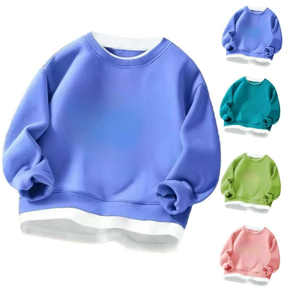 AHTJRT Sweatshirts for Kids Girls Boys Fashion Fake Two Pieces Long ...