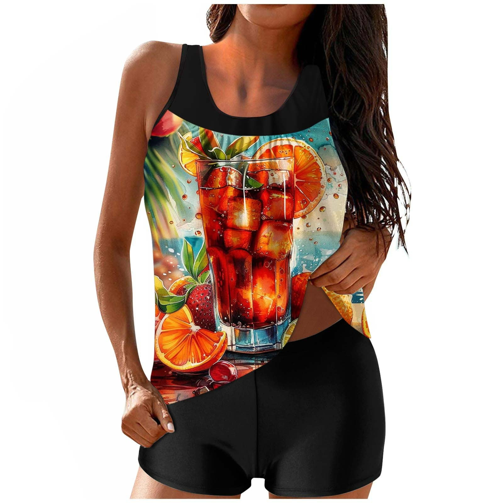 AHTJRT Tummy Control Tankini Sets for Women Fashion Summer Beachear ...