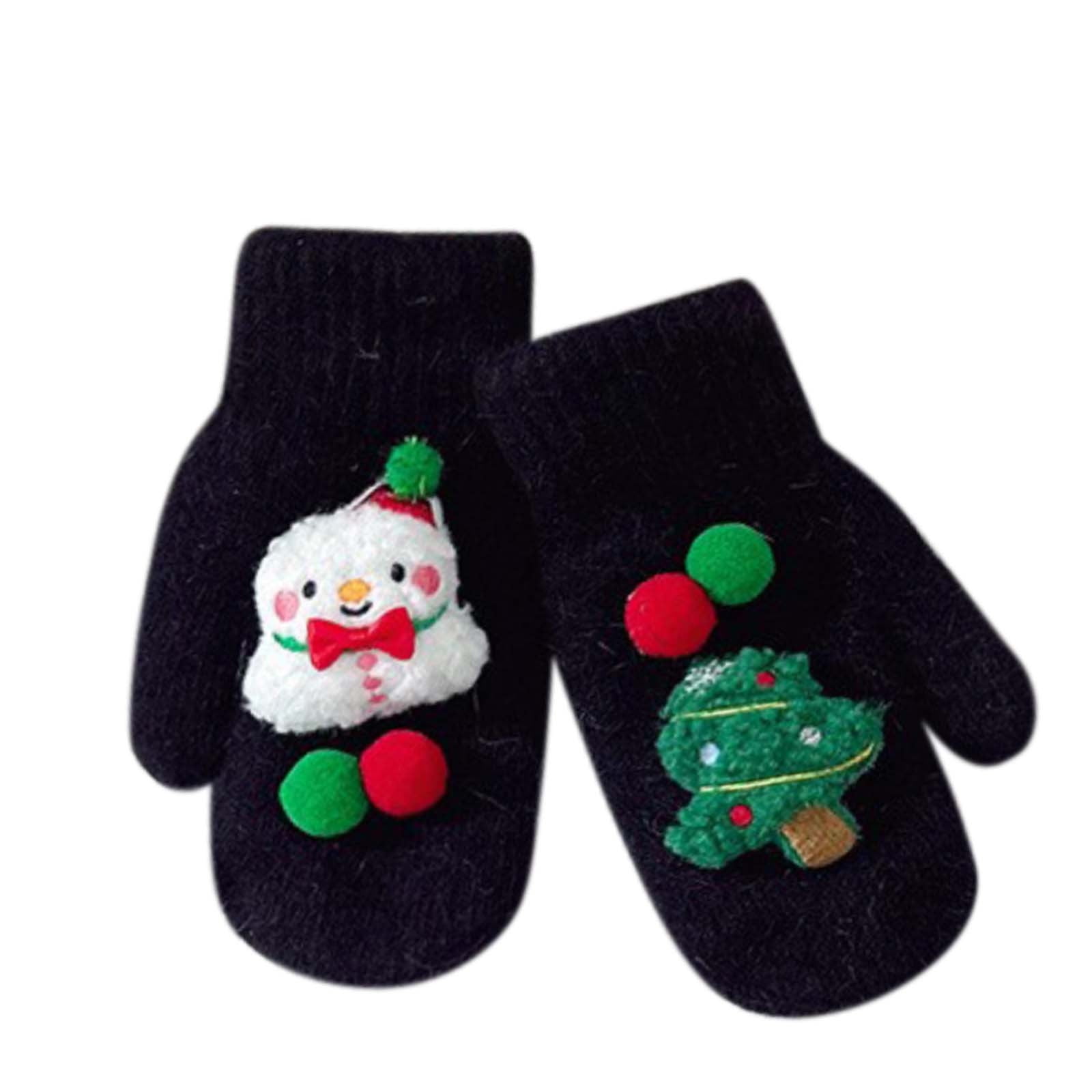 AHTJRT Unisex Christmas Gloves Winter Warm Knit Cuffed Fleece Gloves ...
