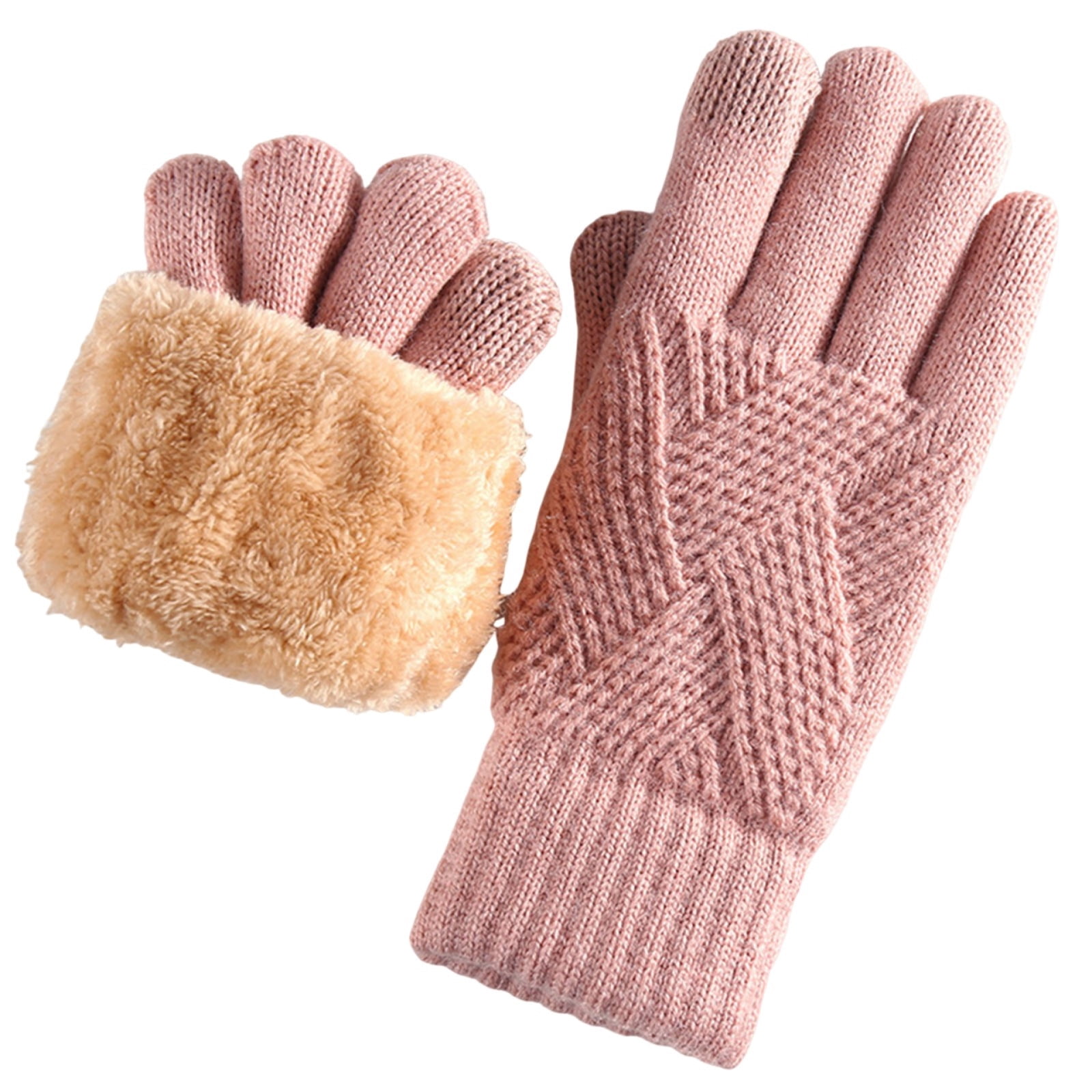 AHTJRT Unisex Winter Warm Mittens Cable Knit Fleece Sherpa Lined Full ...