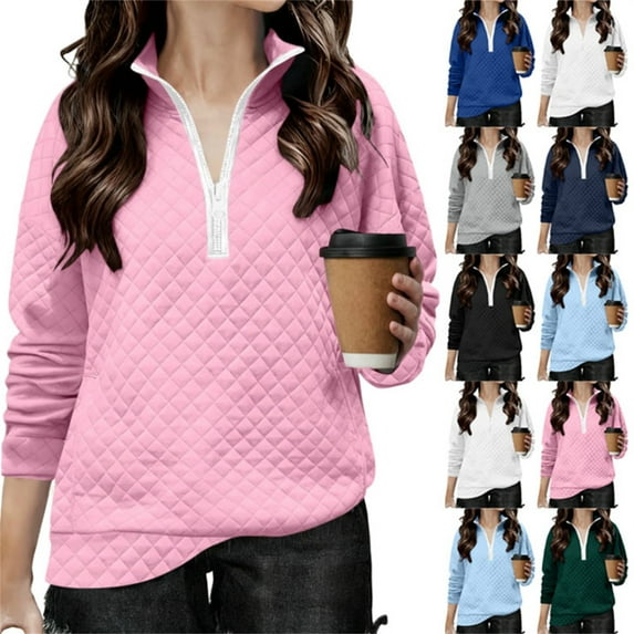 AHTJRT Waffle Knit Sweatshirt for Kids Casual Half Zip Mock Neck ...