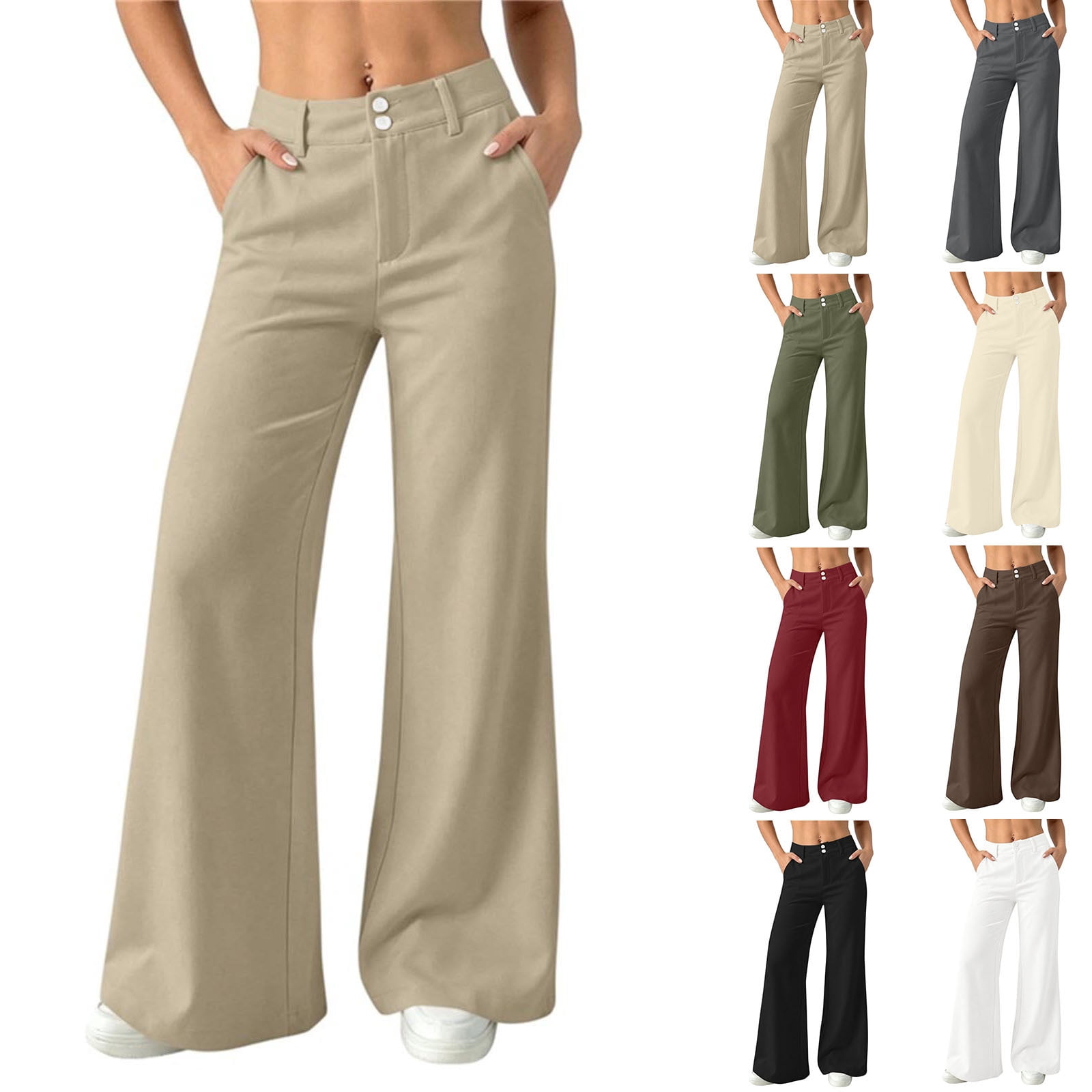 AHTJRT Wide Leg Dress Pants for Women Fashion 2026 High Waisted Button ...