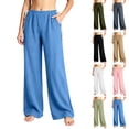AHTJRT Wide Leg Pants for Women Comfy Casual Tie Side Elastic Waist ...
