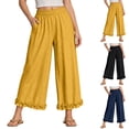 AHTJRT Wide Leg Pants for Women Lightweight Flowy High Elastic Waist ...