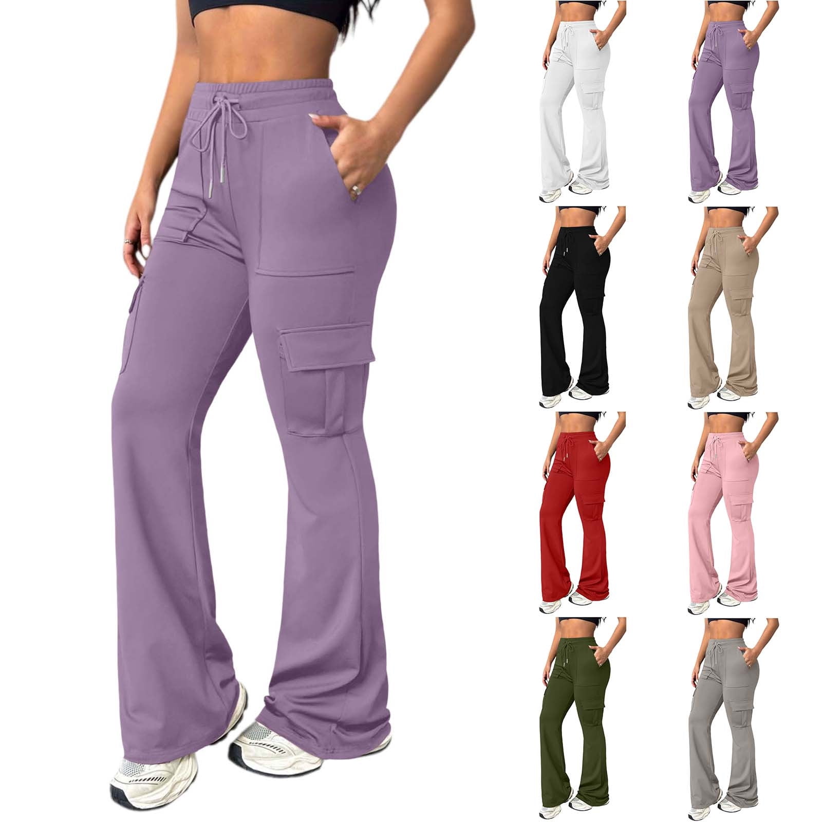 AHTJRT Wide Leg Sweatpants for Women Curvy Slim Fit Cargo Pants ...