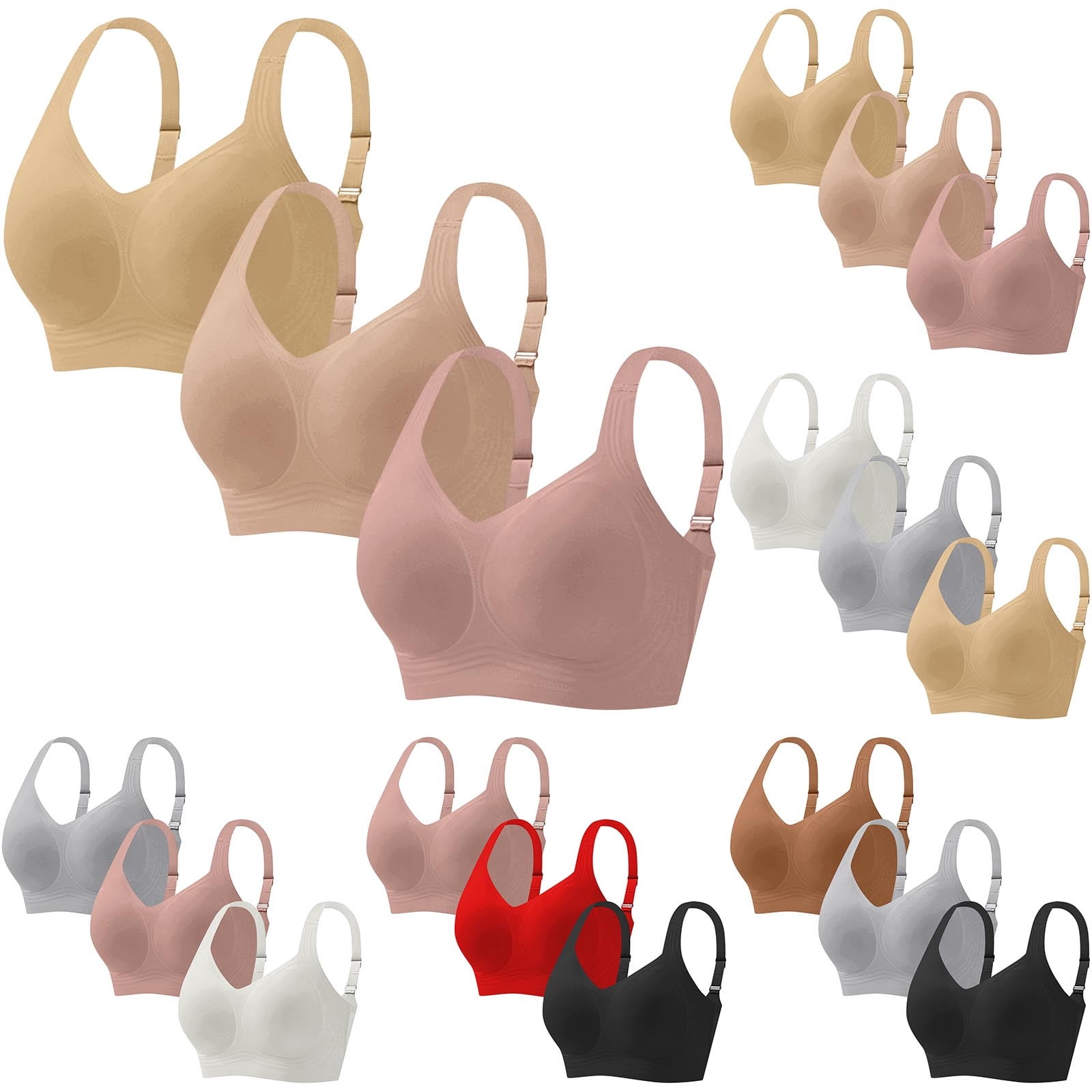 AHTJRT Wirefree Bras for Women V Neck Push-Up Buttery Soft Workout Yoga ...