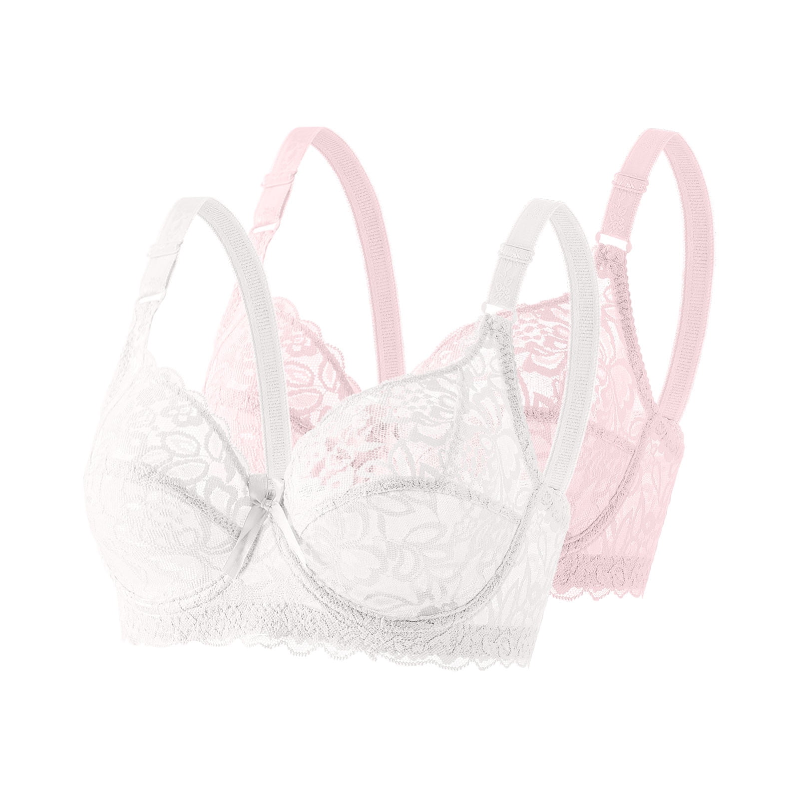 AHTJRT Women's 2 Pack Lace Bra Underwired Mesh See Through Breathable ...