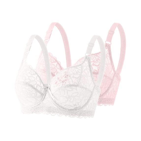 AHTJRT Women's 2 Pack Lace Bra Underwired Mesh See Through Breathable ...