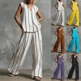 AHTJRT Women's 2 Pieces Set Sleeveless V Neck Tops and Wide Leg Pants ...