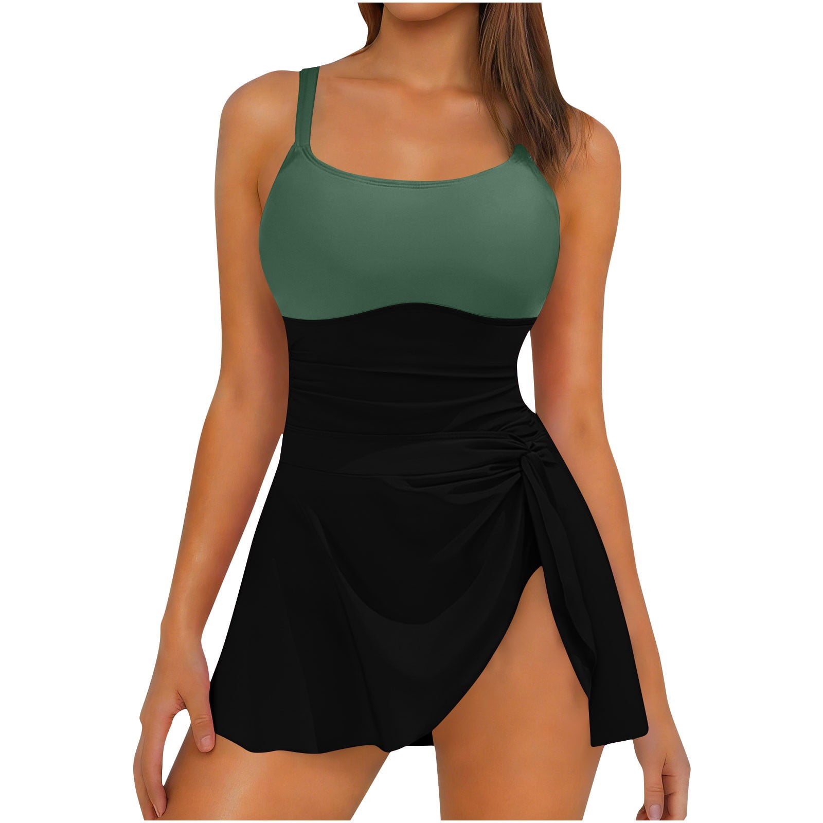 AHTJRT Women's Colorblock Tankini Swimsuits Adjusatble Crossover Straps ...
