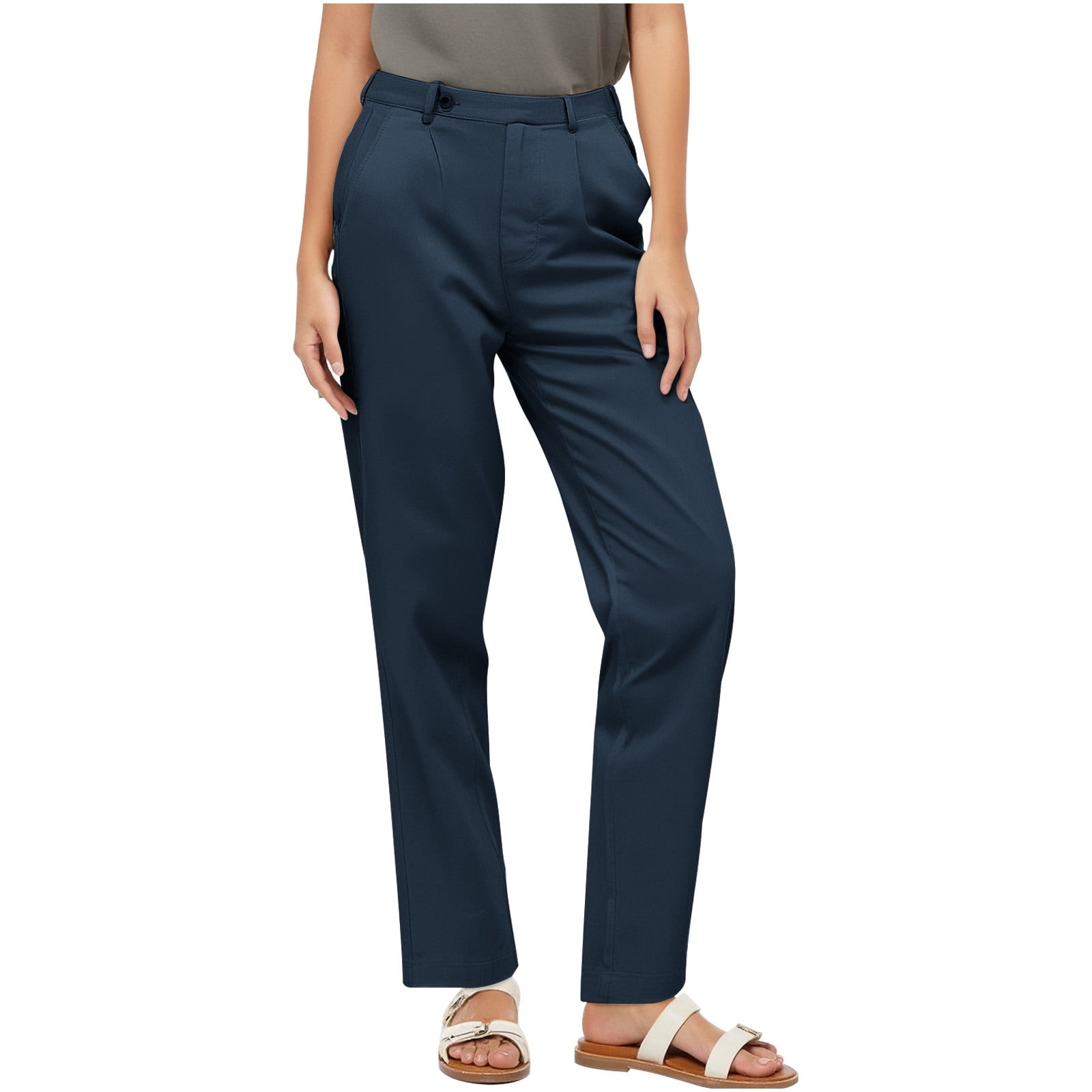 AHTJRT Women's Dress Pants Work Business Office Straight Leg Trousers ...