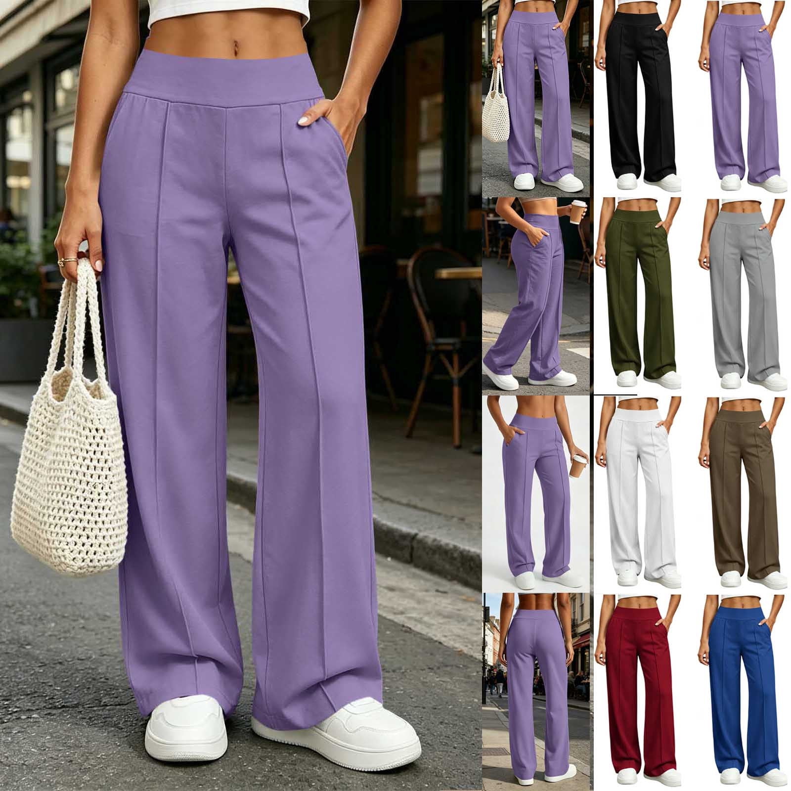 AHTJRT Women's Dress Work Pants Business Formal Casual High Waist Pull ...