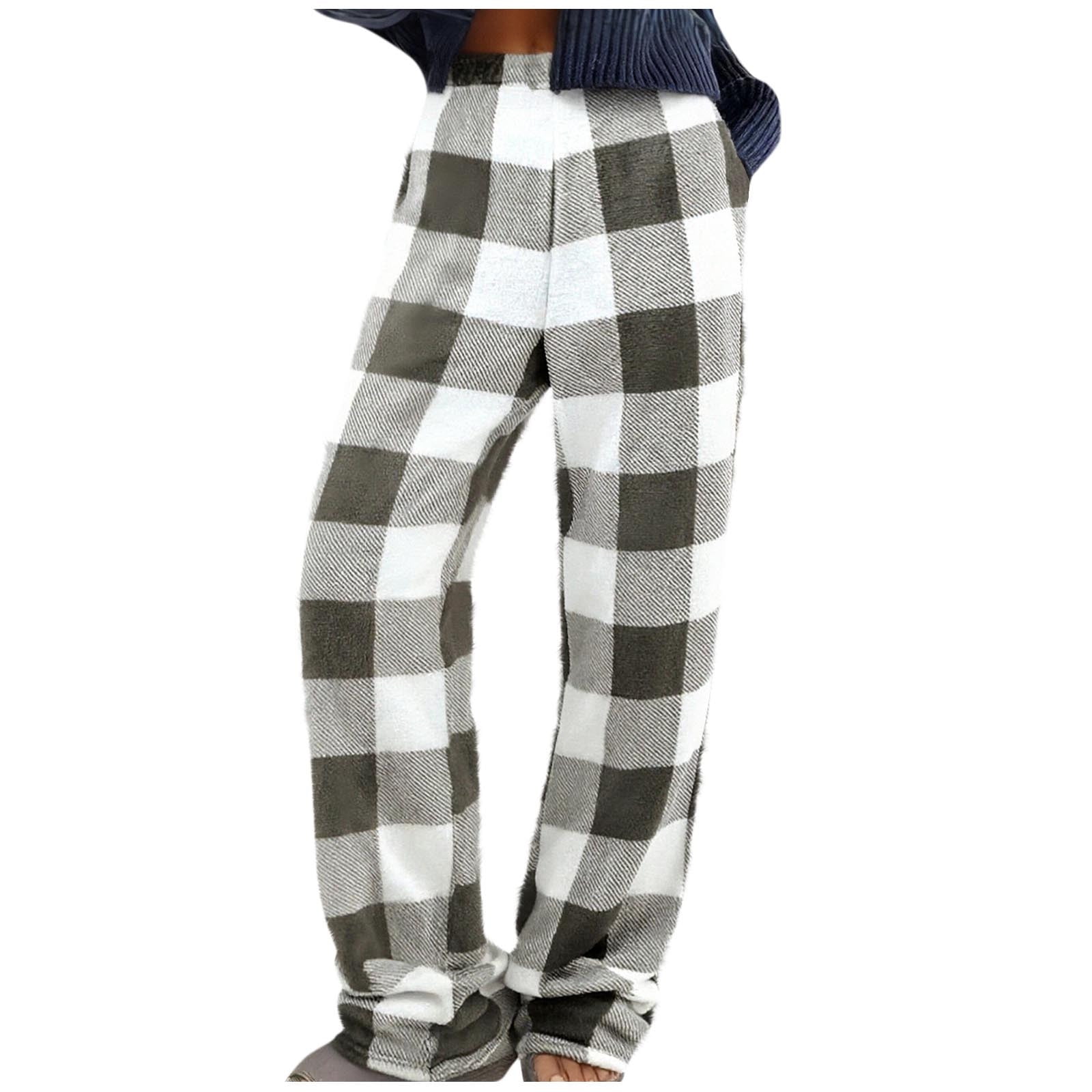 AHTJRT Women's Flannel Pants Warm Fleece Lined Fall Winter Trousers ...