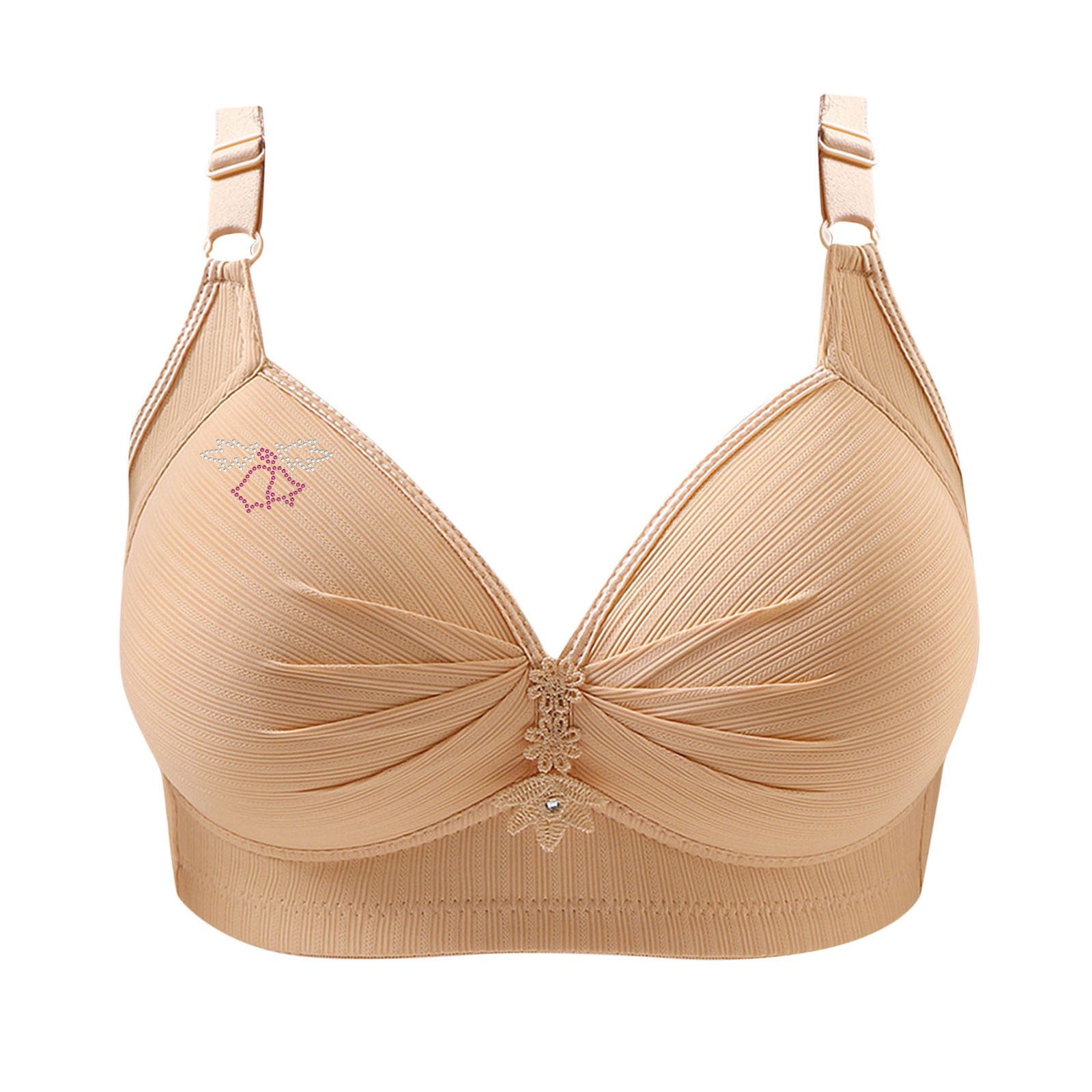 AHTJRT Women's Full Coverage Bralettes Deep V Seamless Wirefree Bras ...