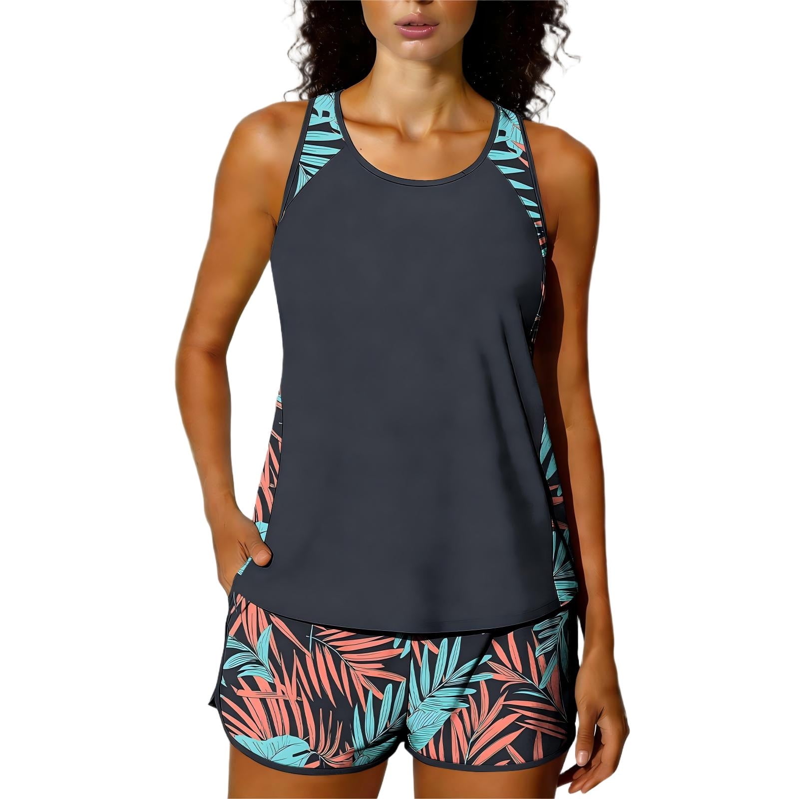 AHTJRT Women's Hawaiian Tankini Swimsuits Tank Tops and Board Shorts ...