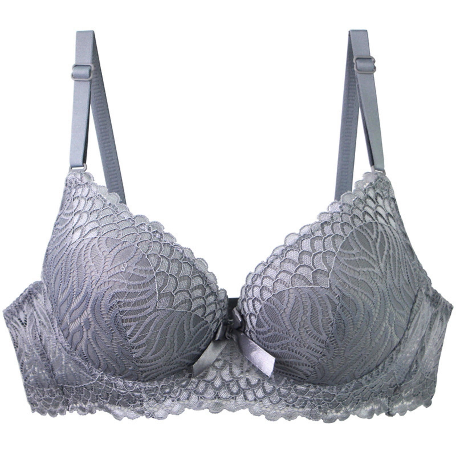 AHTJRT Women's Lace Push Up Bra 2 Cups Underwire Supportive Scalloped ...