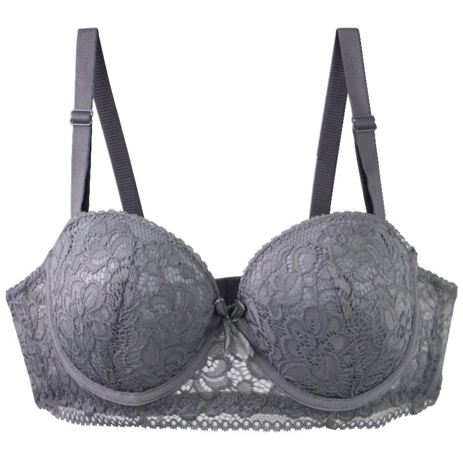 AHTJRT Women's Lace Push Up Bra 2 Cups Underwire Supportive Scalloped ...