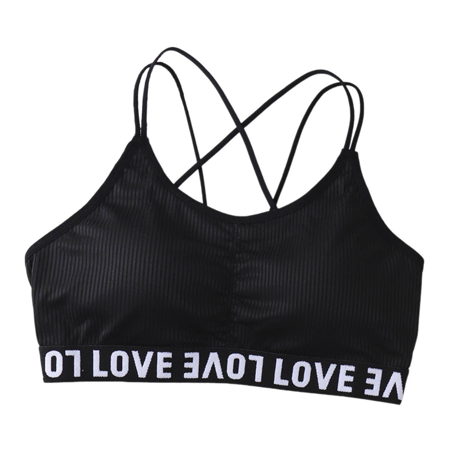 AHTJRT Women's Letter Print Workout Bras Comfort Activewear Gym Sports ...