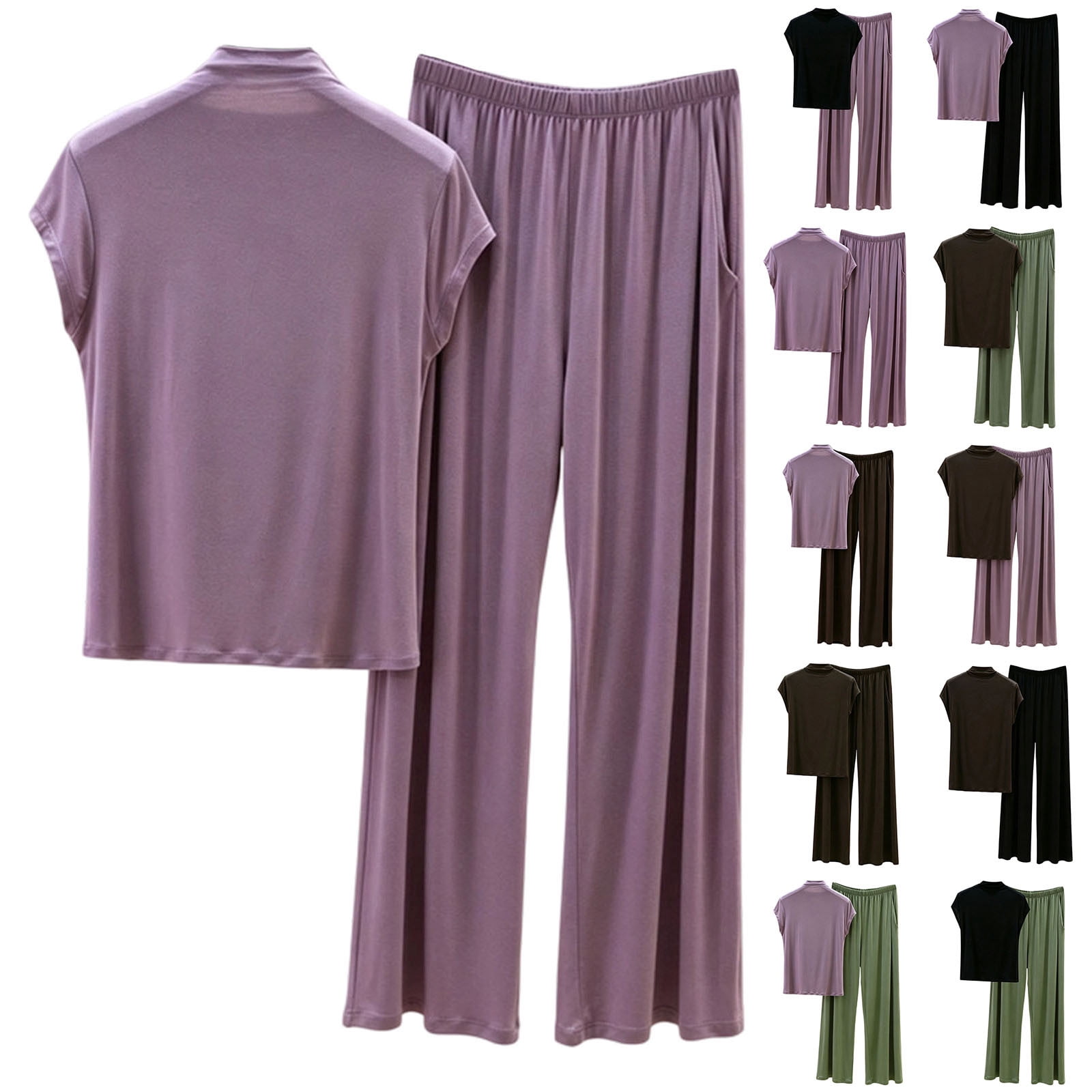 AHTJRT Women's Lounge Set Summer Cozy 2 Piece Pajama Sets Cap Sleeve ...