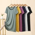 AHTJRT Women's Nightshirts Polka Dots Flounce Trim Short Sleeve Crew ...