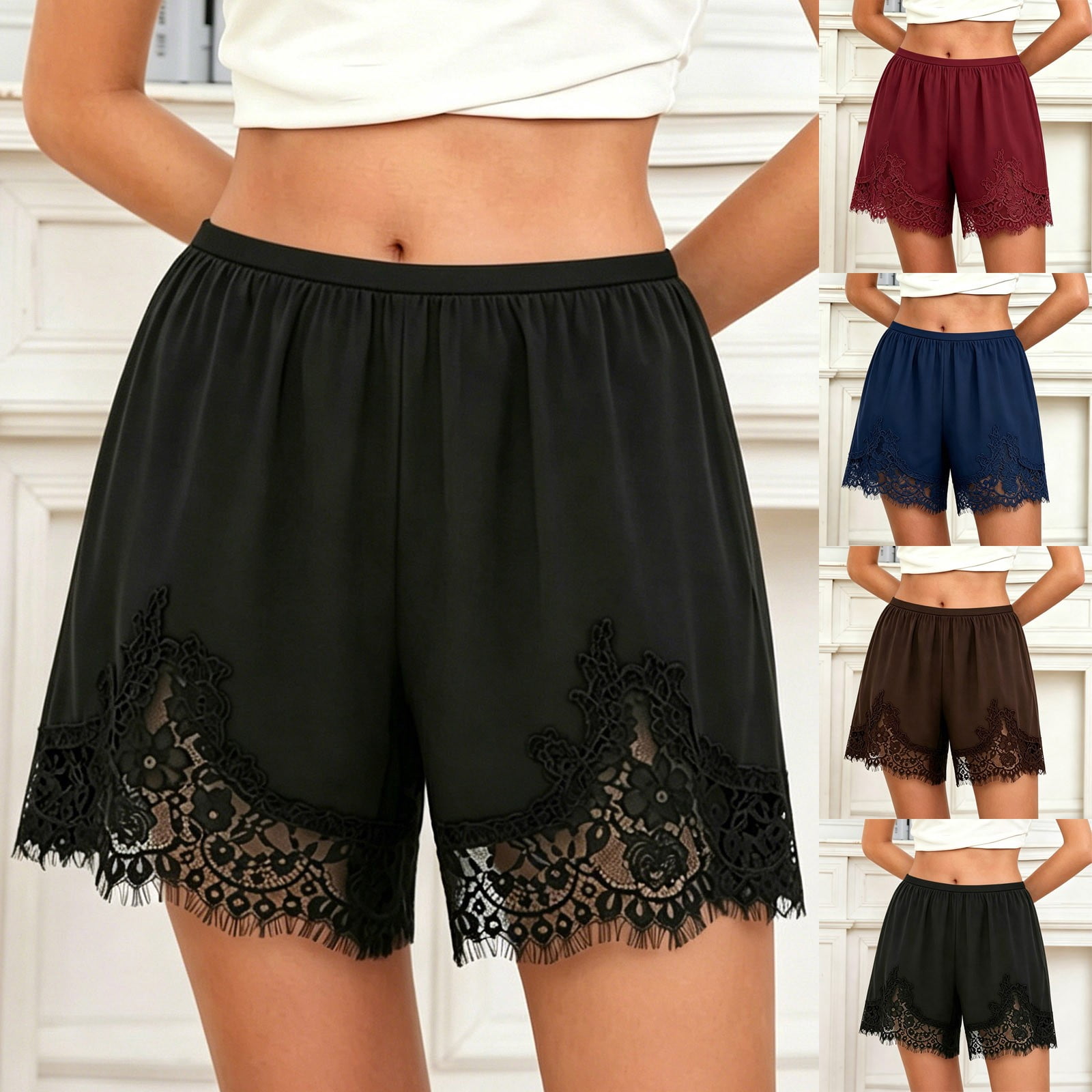 AHTJRT Women's Pajama Shorts Fashion Y2K Lace Trim Micro Mini Sleepwear ...