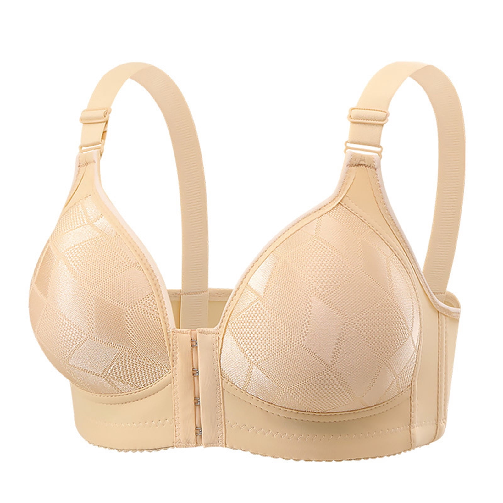 AHTJRT Women's Push Up Wireless Bras Front Close Elegant Lace Applique ...
