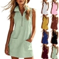 AHTJRT Women's Quarter Zip Shirt Dresses V Neck Lapel Collared ...